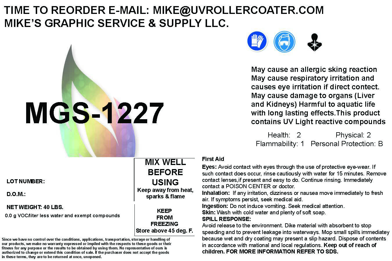 UV Coating 1227 High Gloss - Mike's Graphic Service & Supply LLC.